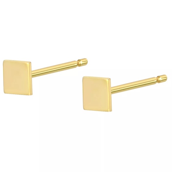 Jewelry | Minimalist Square Solid 14k Yellow Gold Studs | Poshmark